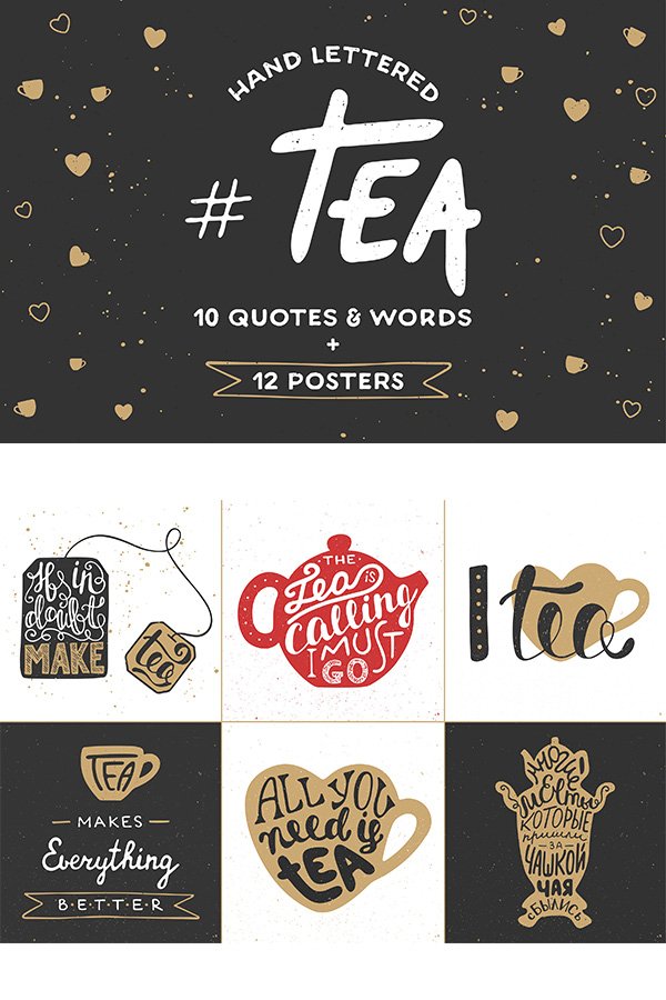 Tea hand drawn lettering and posters
