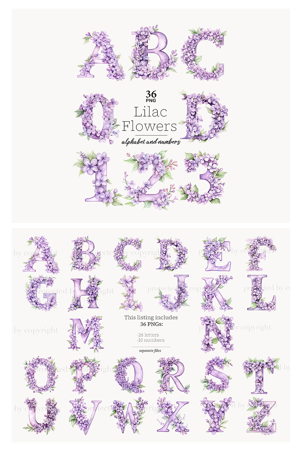 Lilac Alphabet Printable | Lavender Flower Purple Letters