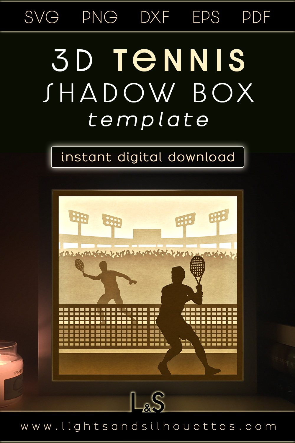 Tennis Shadow Box Svg Design | Paper Cut Template