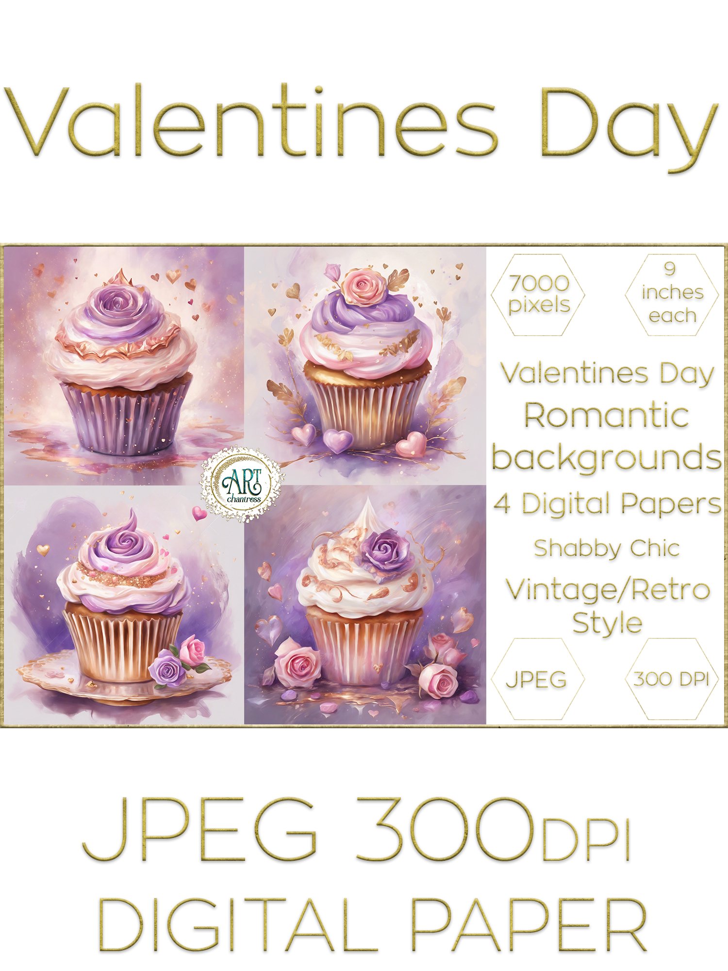 Valentines Day Sweets Illustration Digital Papers (3176272)