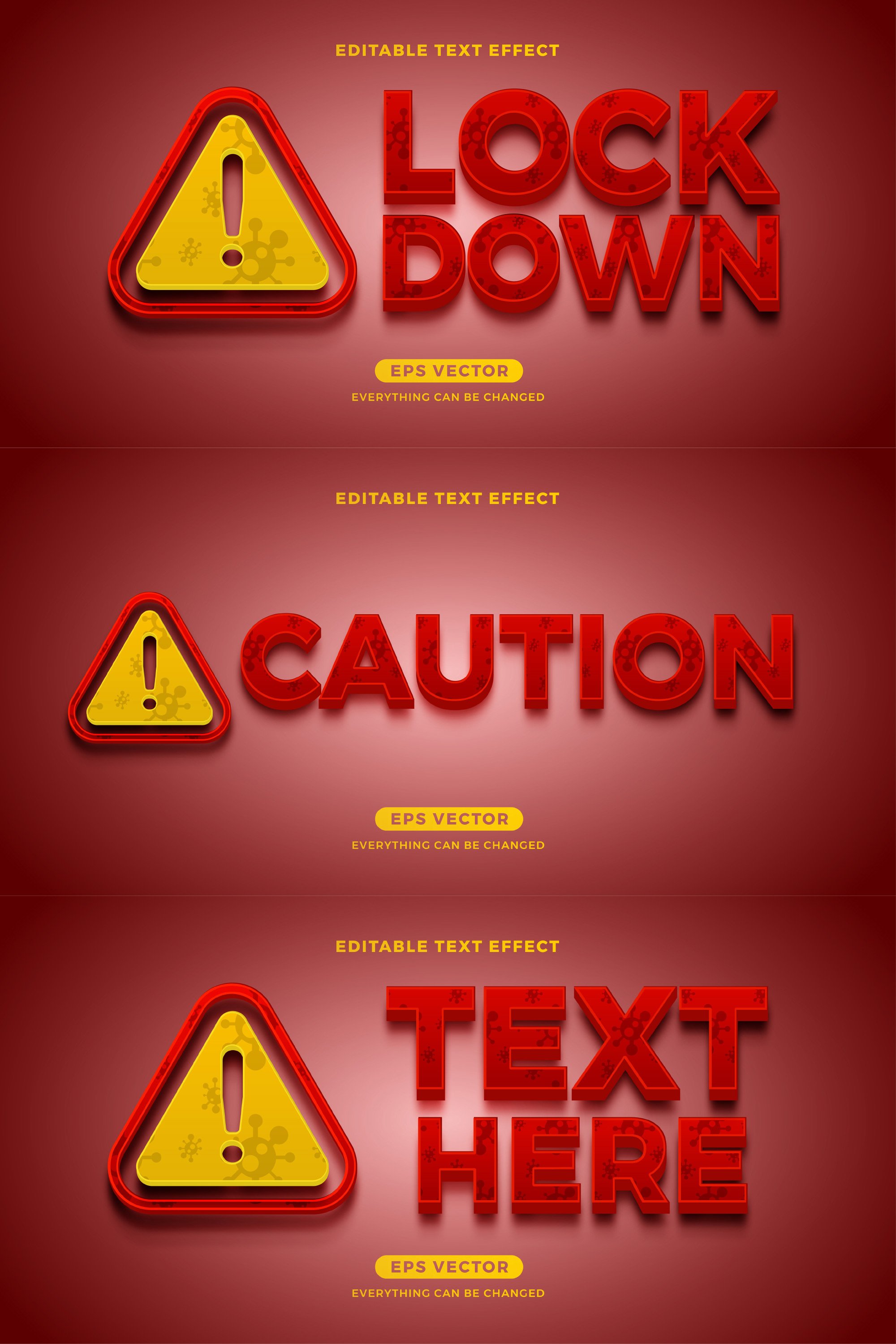 Lockdown editable text effect vector template
