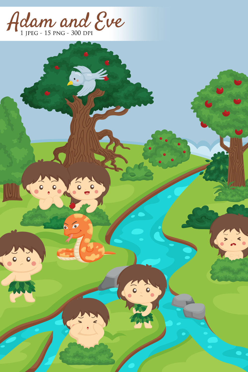 Adam and EveBible Story Clipart Set
