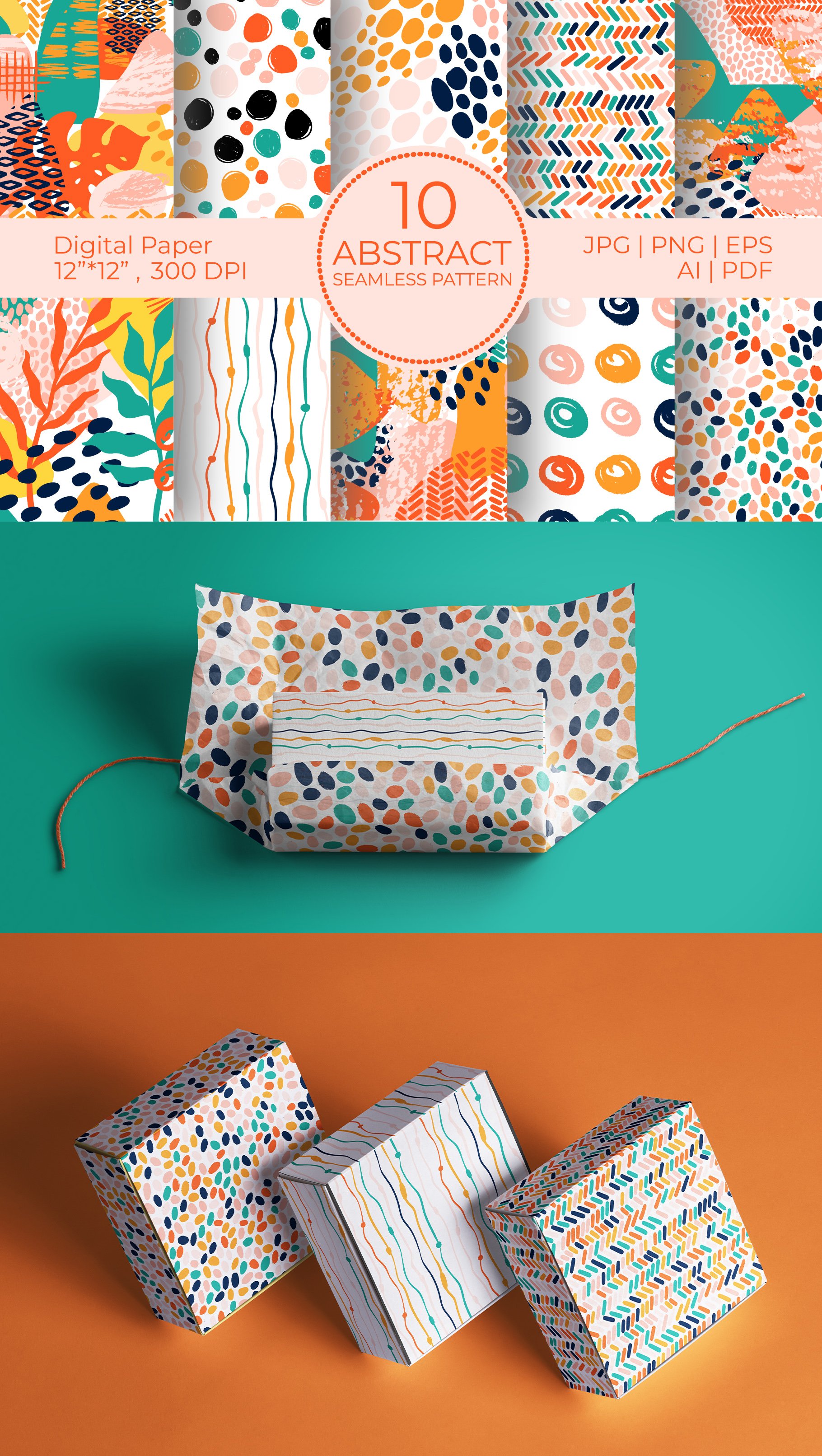 Abstract bright Digital Paper Bundle,doodle (797036)