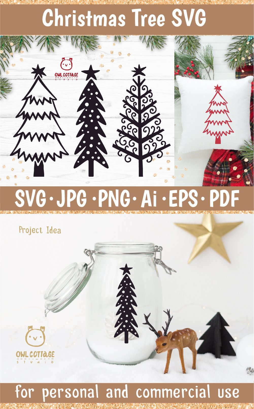 Christmas Tree SVG, Xmas Trees Clip art, Scandinavian style