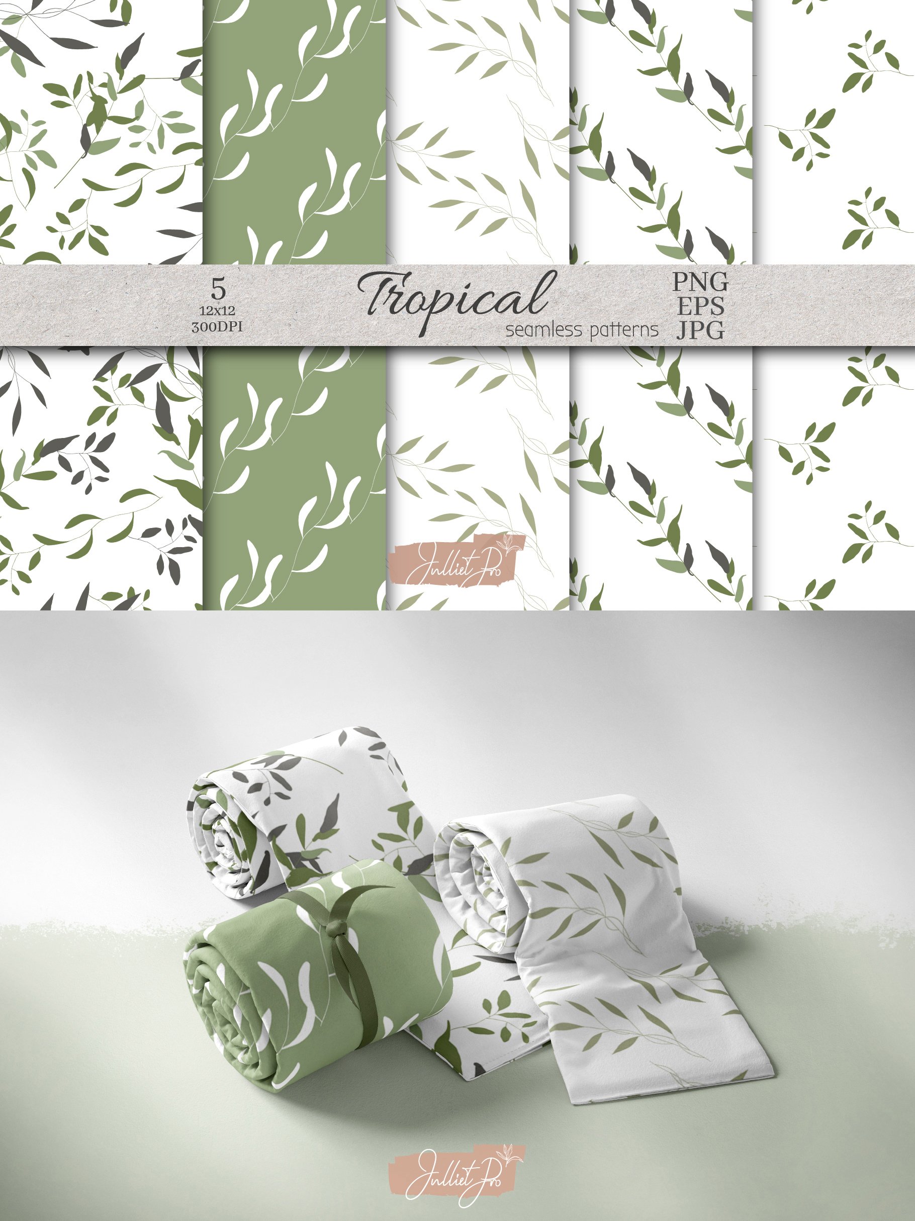 Botanical Seamless Pattern, Spring Leaves