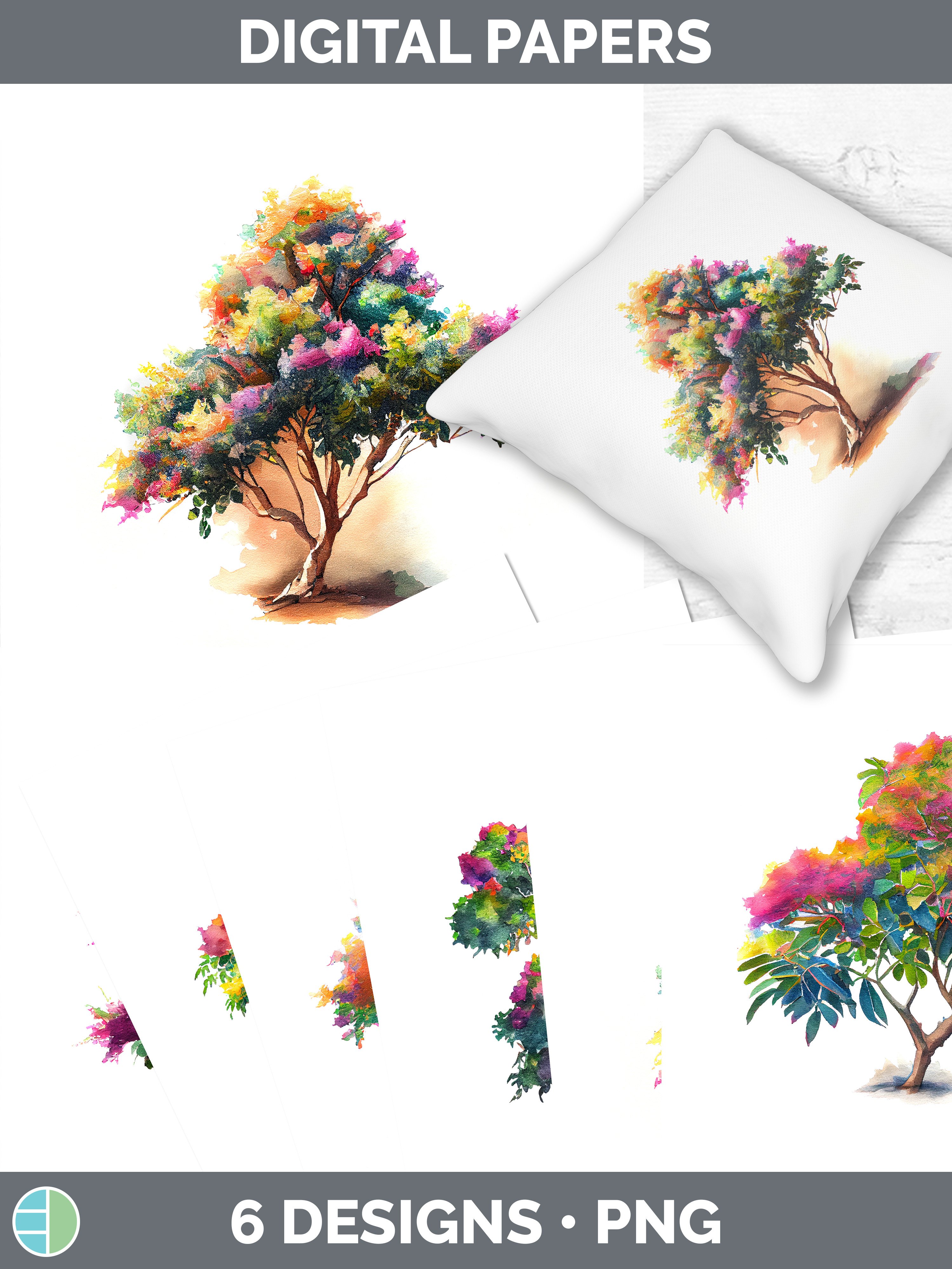 Rainbow Crepe Myrtle Trees Paper Backgrounds | Digital Scrap