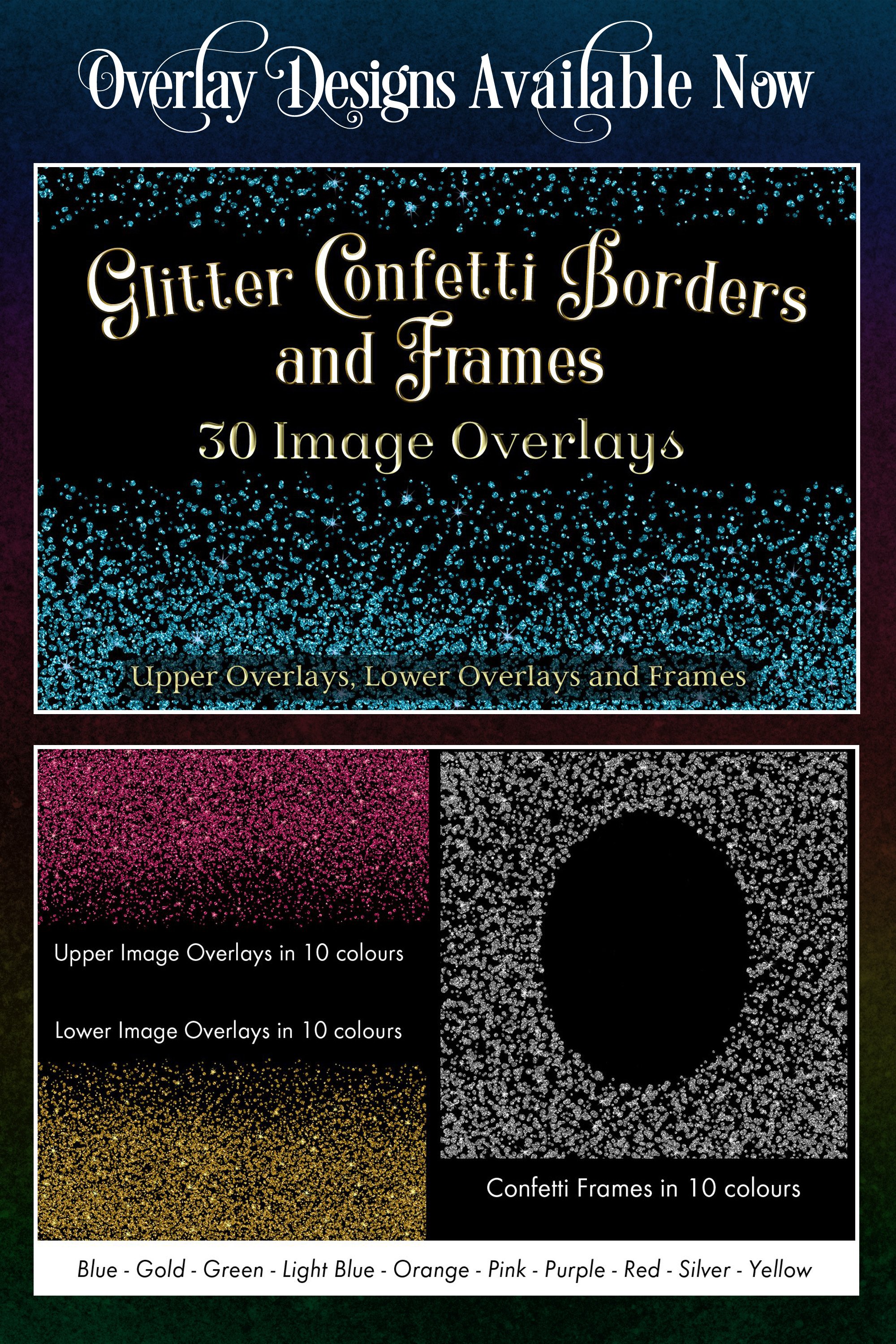 Glitter Confetti Borders and Frames - 30 Image (36642)