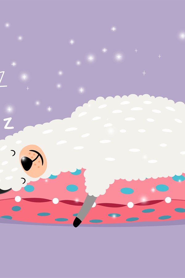 Sleeping alpaca. Cute lama love sleep on pillow, smiling lla