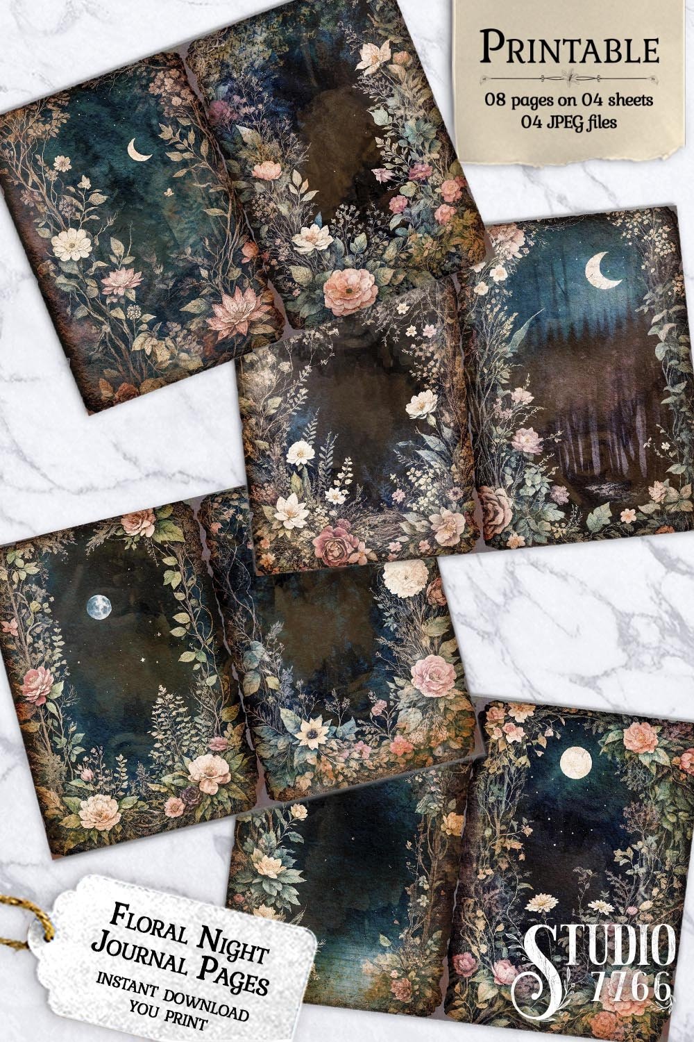 Floral Night Junk Journal Pages (2764541)