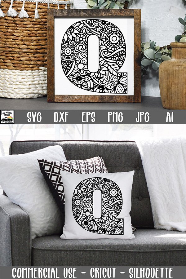 Letter Q SVG Cut File|Mandala Monogram Letter Q SVG File