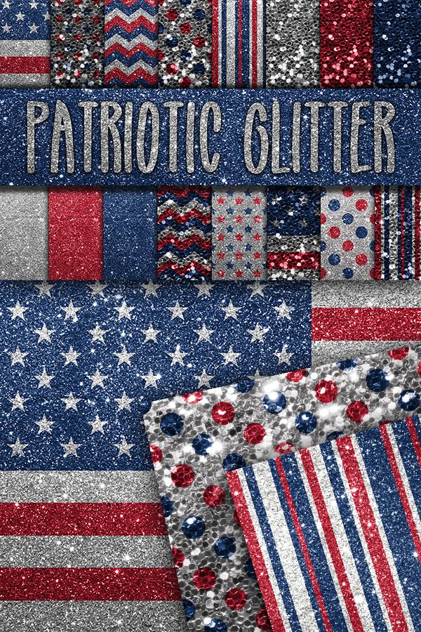Patriotic Glitter Digital Papers (85456)