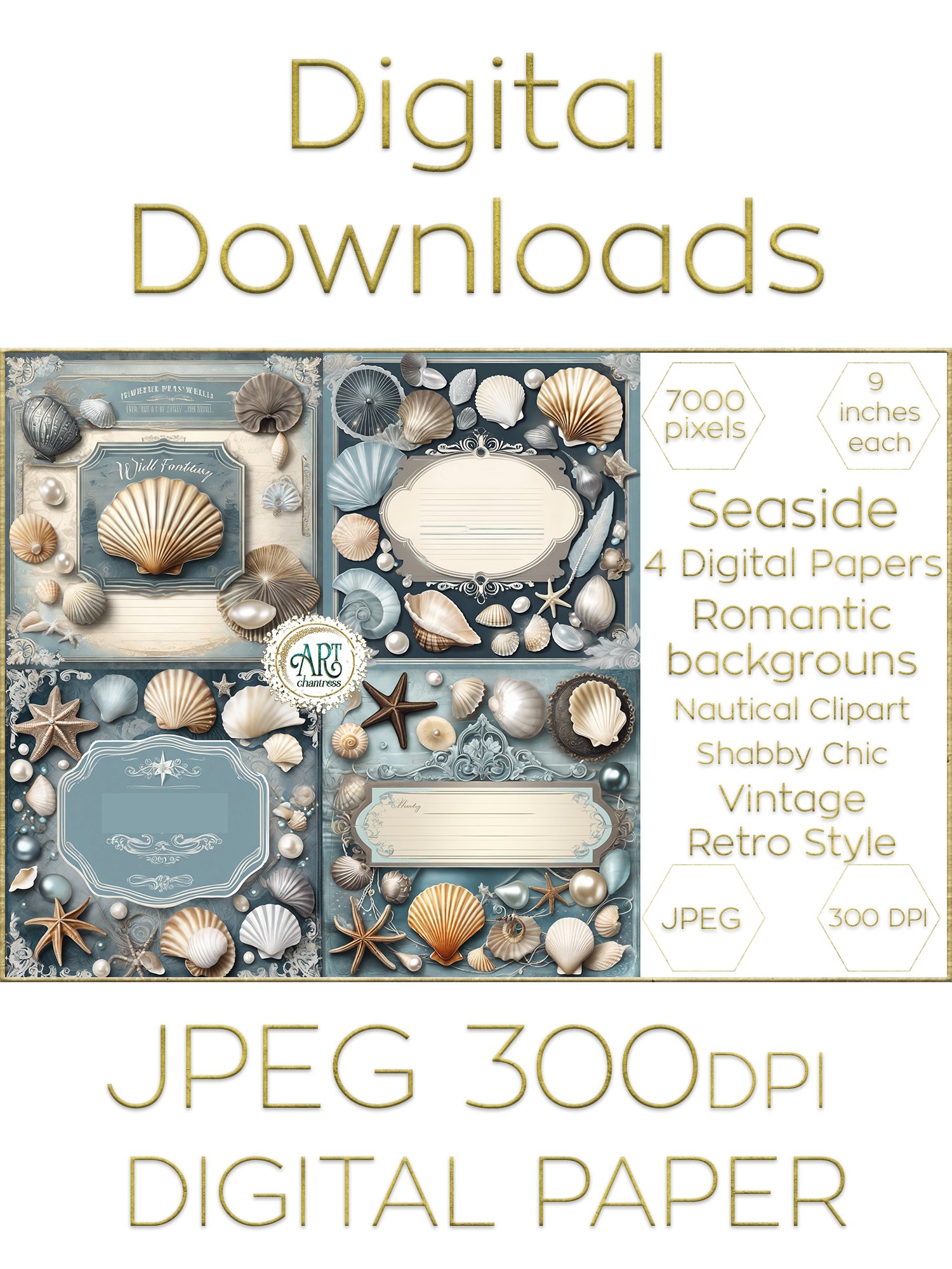 Seaside Watercolor Nautical Romantic Digital (4084497)