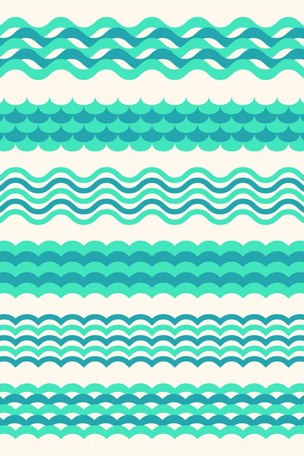 Set of sea waves borders isolated on white (766087)