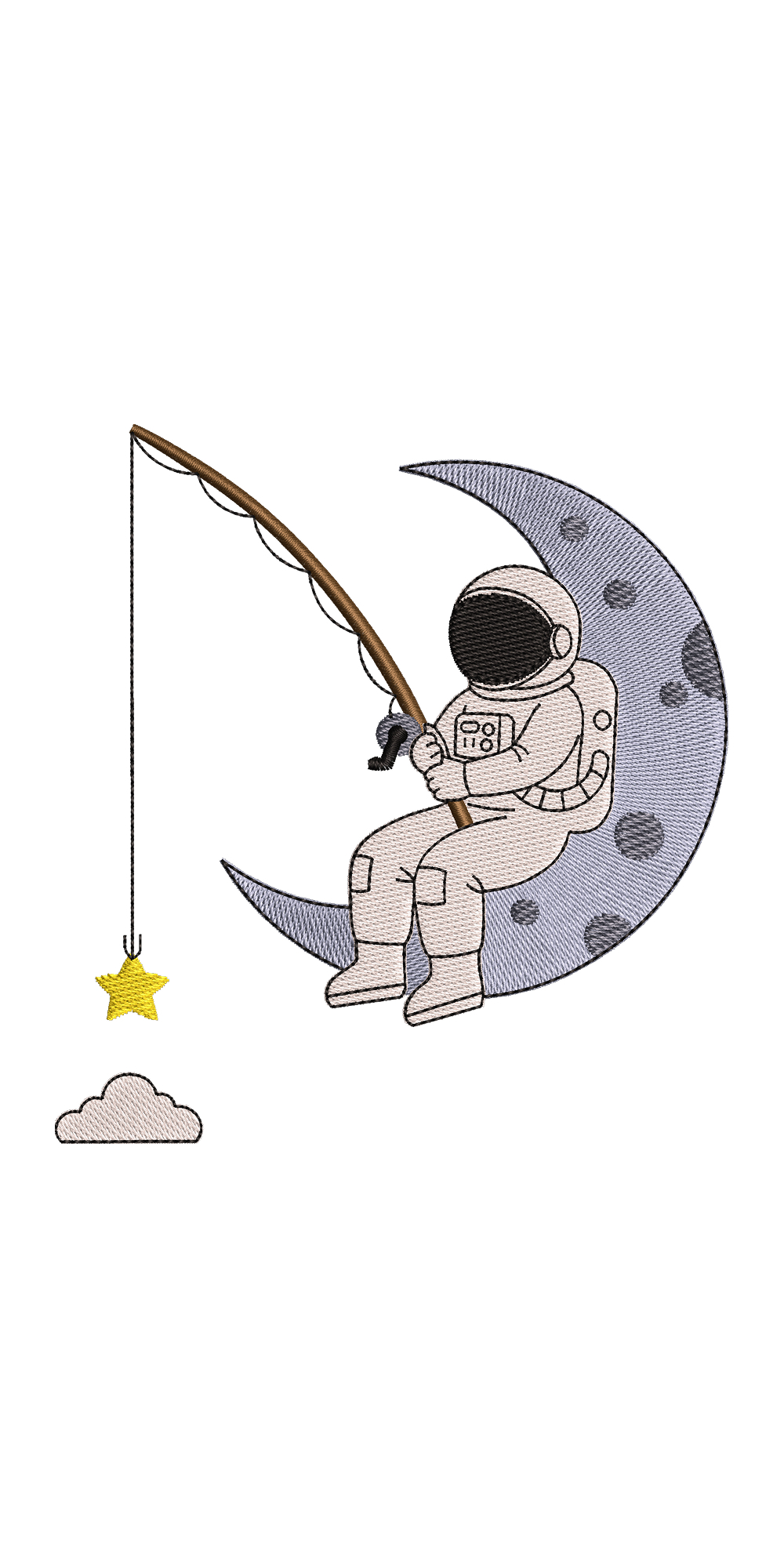 Space Astronaut on Moon Embroidery Design
