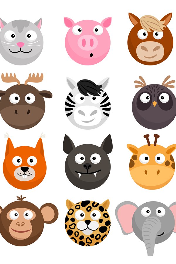 Animal emoticons set