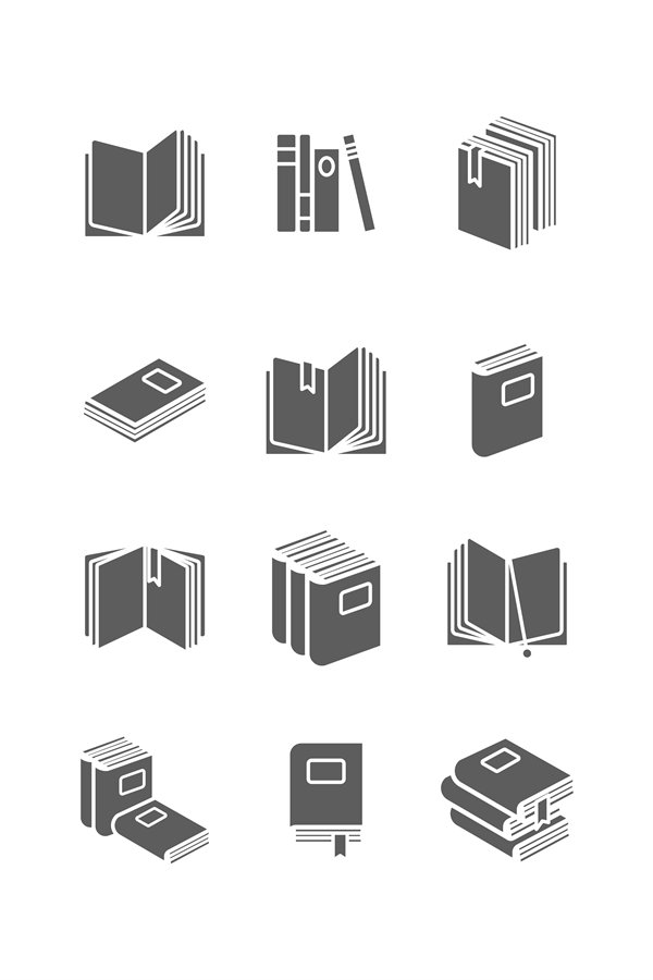 Books icon set for library design
