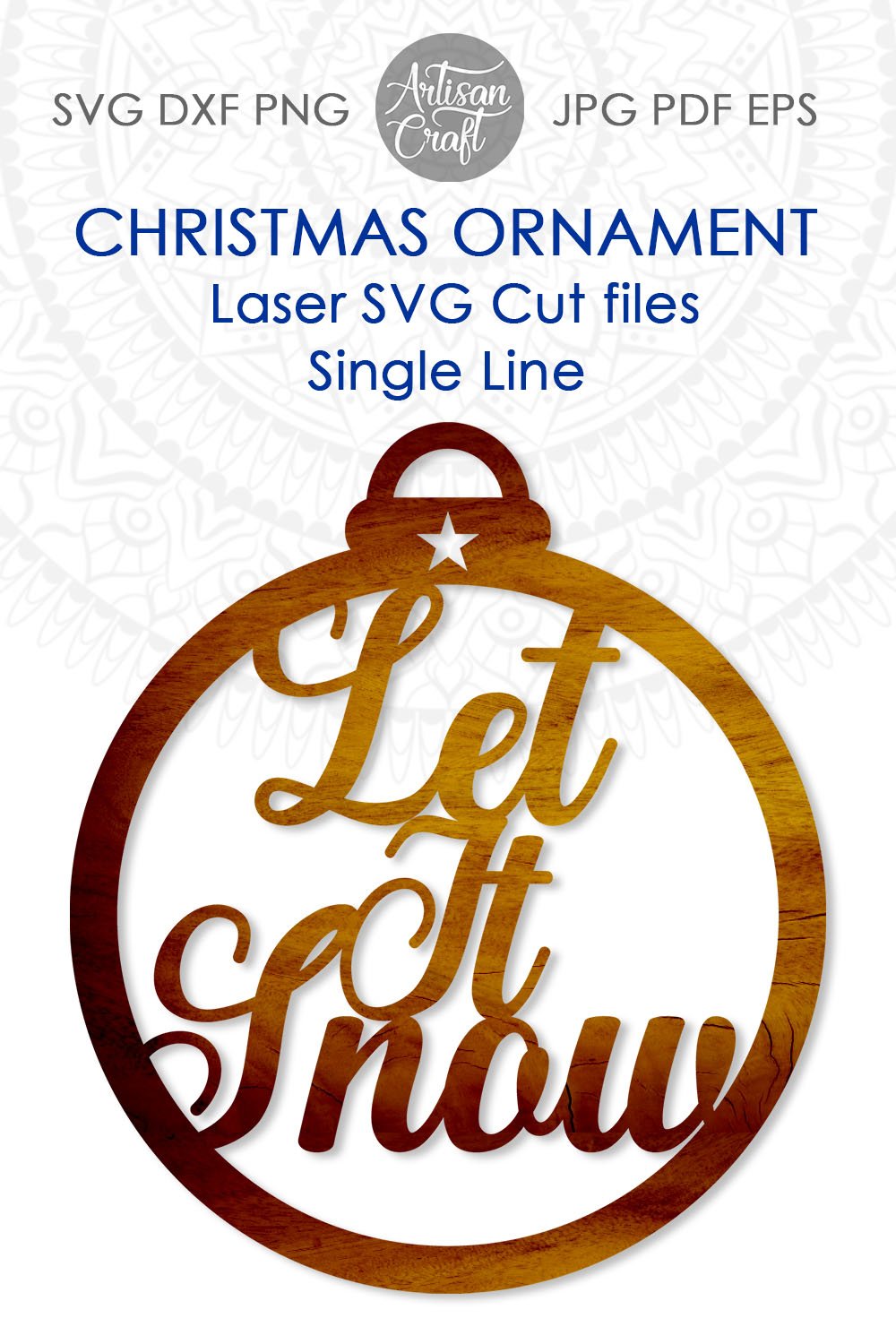 Let it snow Christmas ornaments, single line SVG