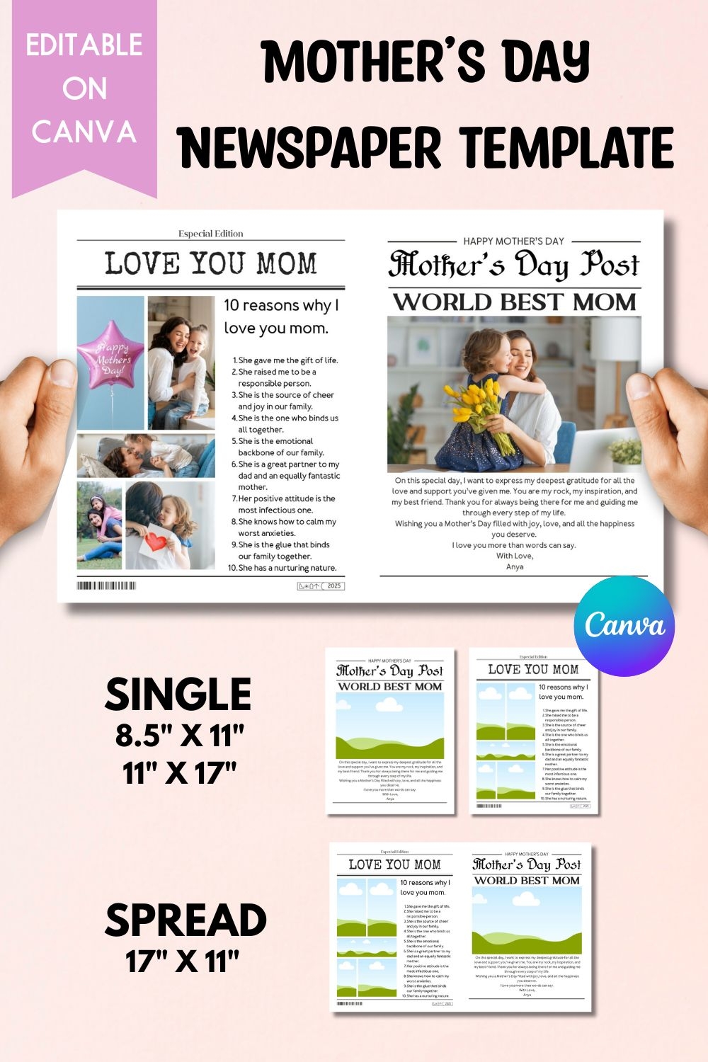 Mothers Day Newspaper Template - Canva
