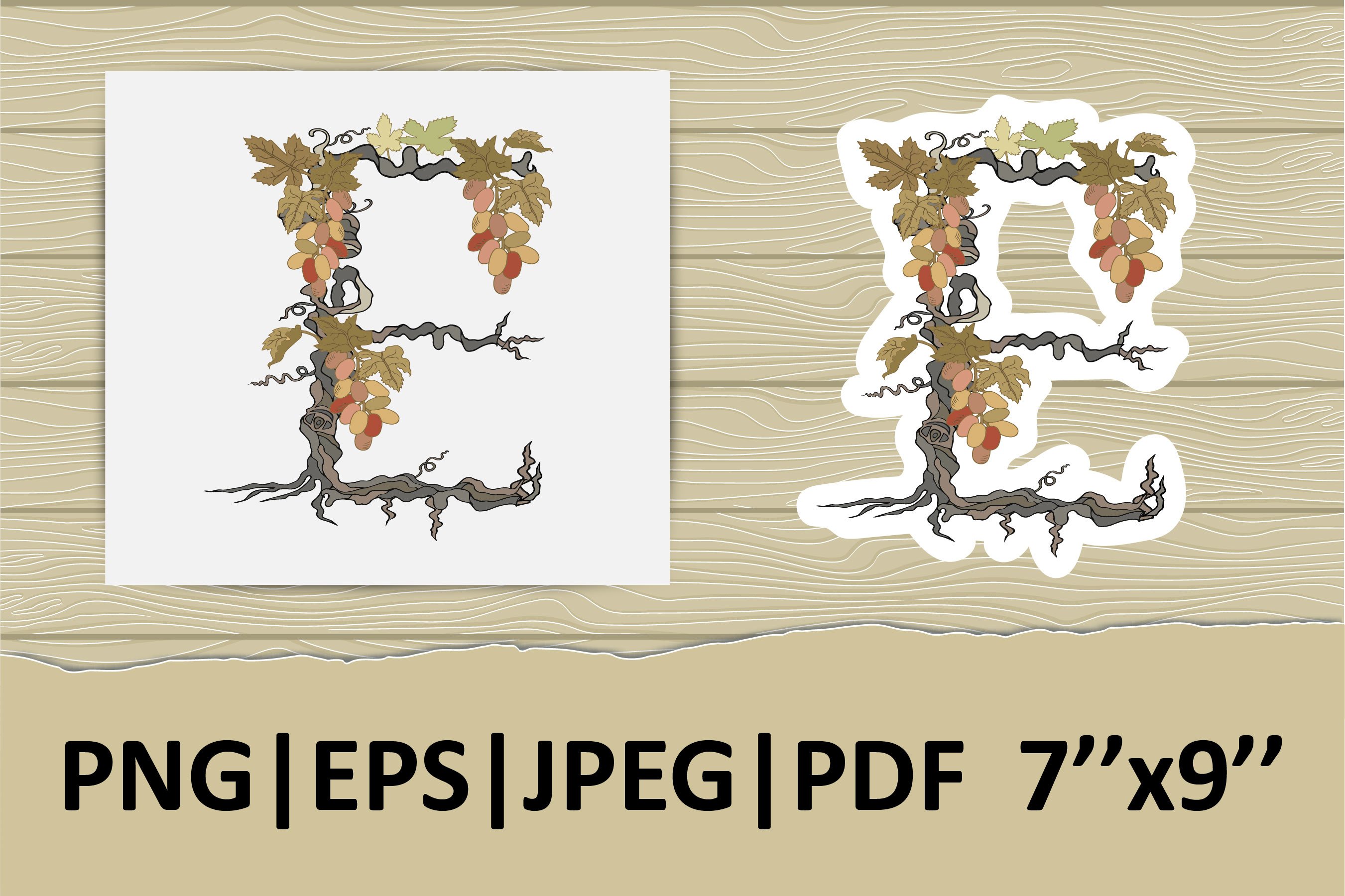 Monogram E , letter E printable, monogram E sticker.