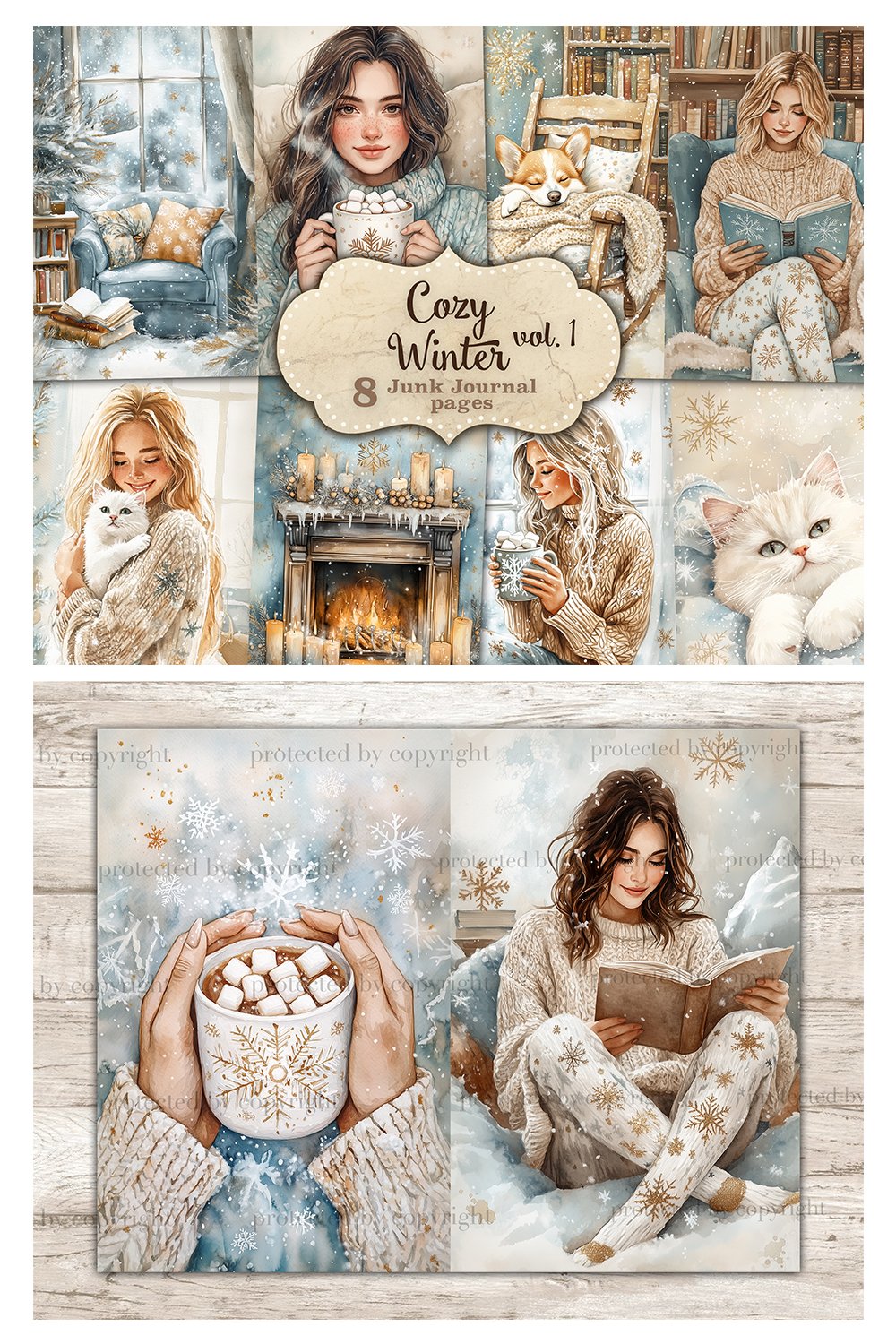Cozy Winter Junk Journal Pages | Journal Card Bundle