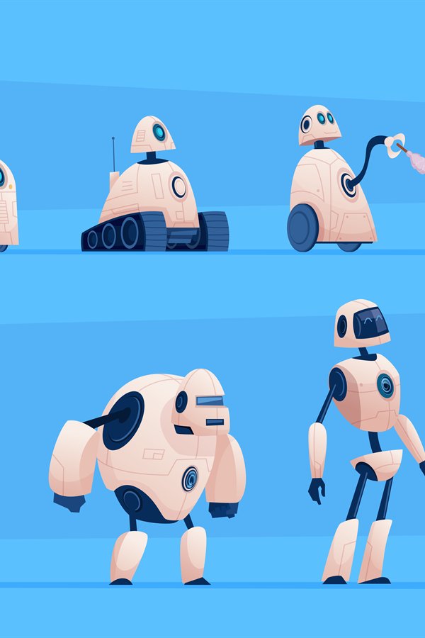 Smart technic evolution. Cyborg home chatbot android from st