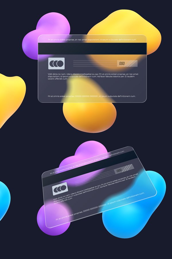 Realistic credit card mockup in glassmorphism style