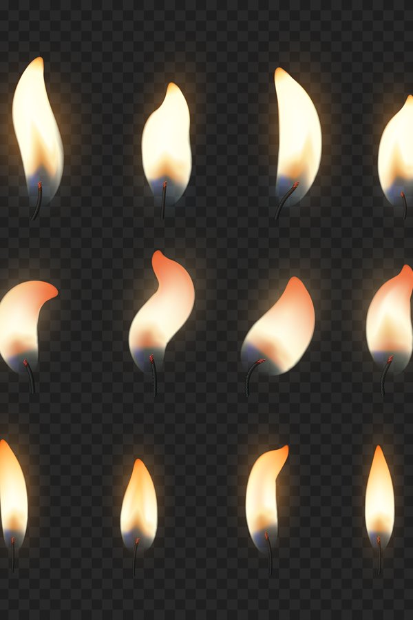 Realistic candles. 3D burning celebration wax candles with d