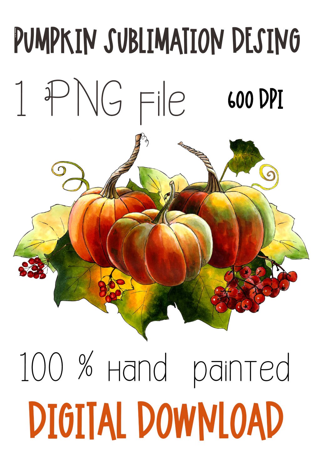 Fall Pumpkin Sublimation design . Harvest Pumpkin PNG