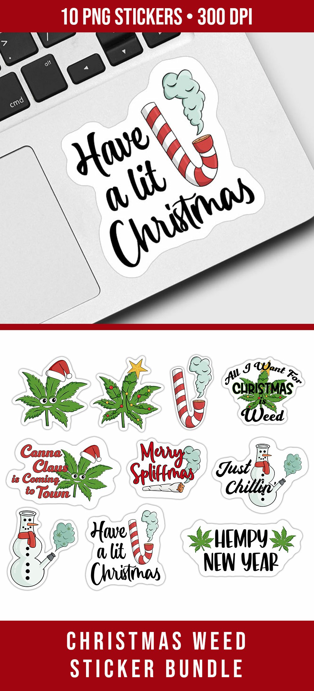 Weed Christmas Sticker Bundle