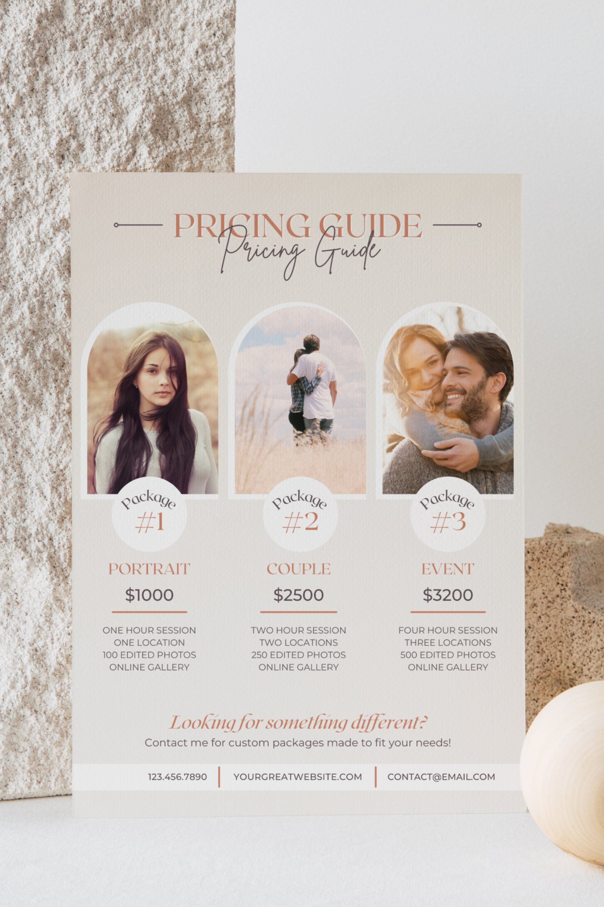 Photography Price List Template, Wedding Photo Pricing Sheet