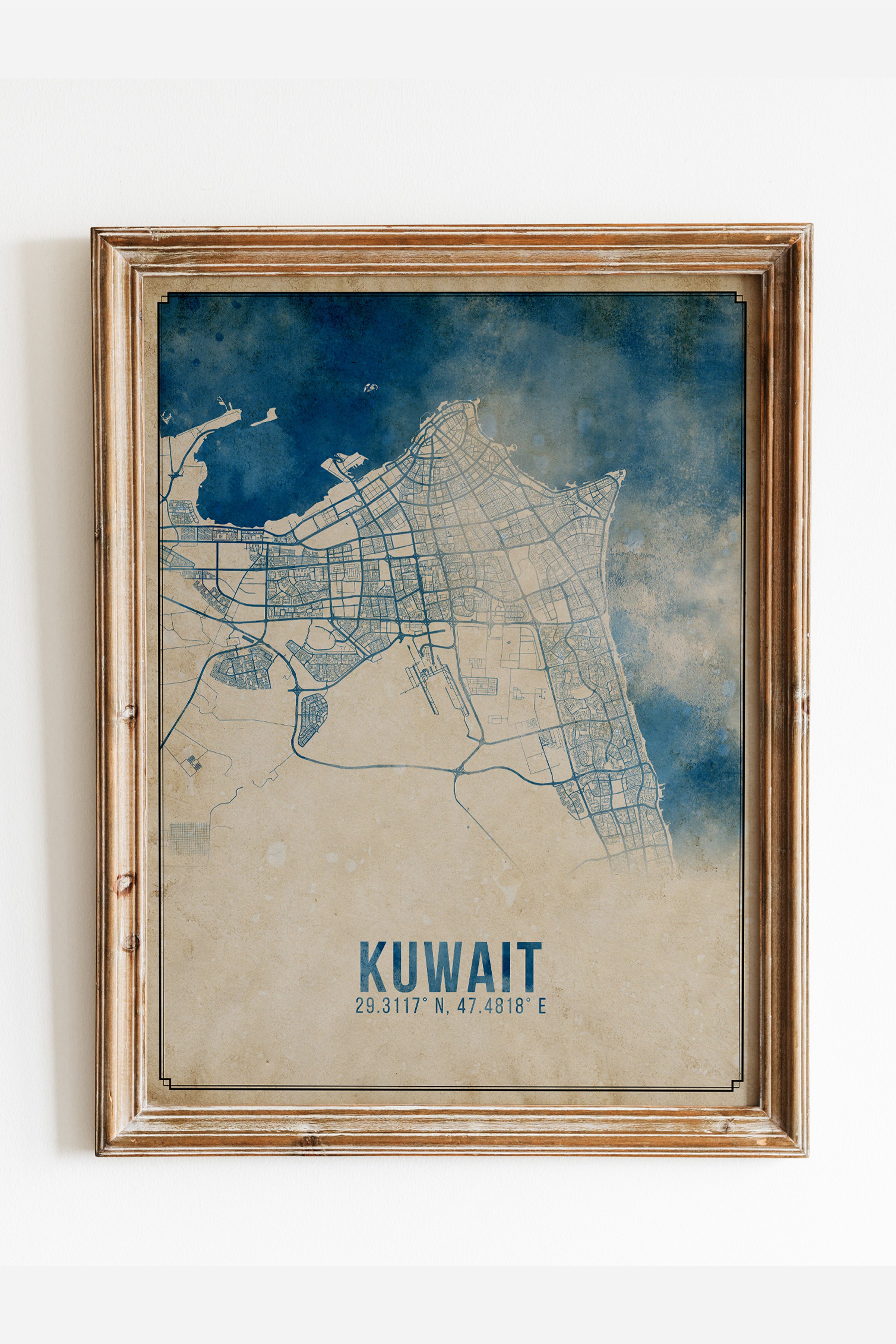 Kuwait Antique Watercolor City Map Poster