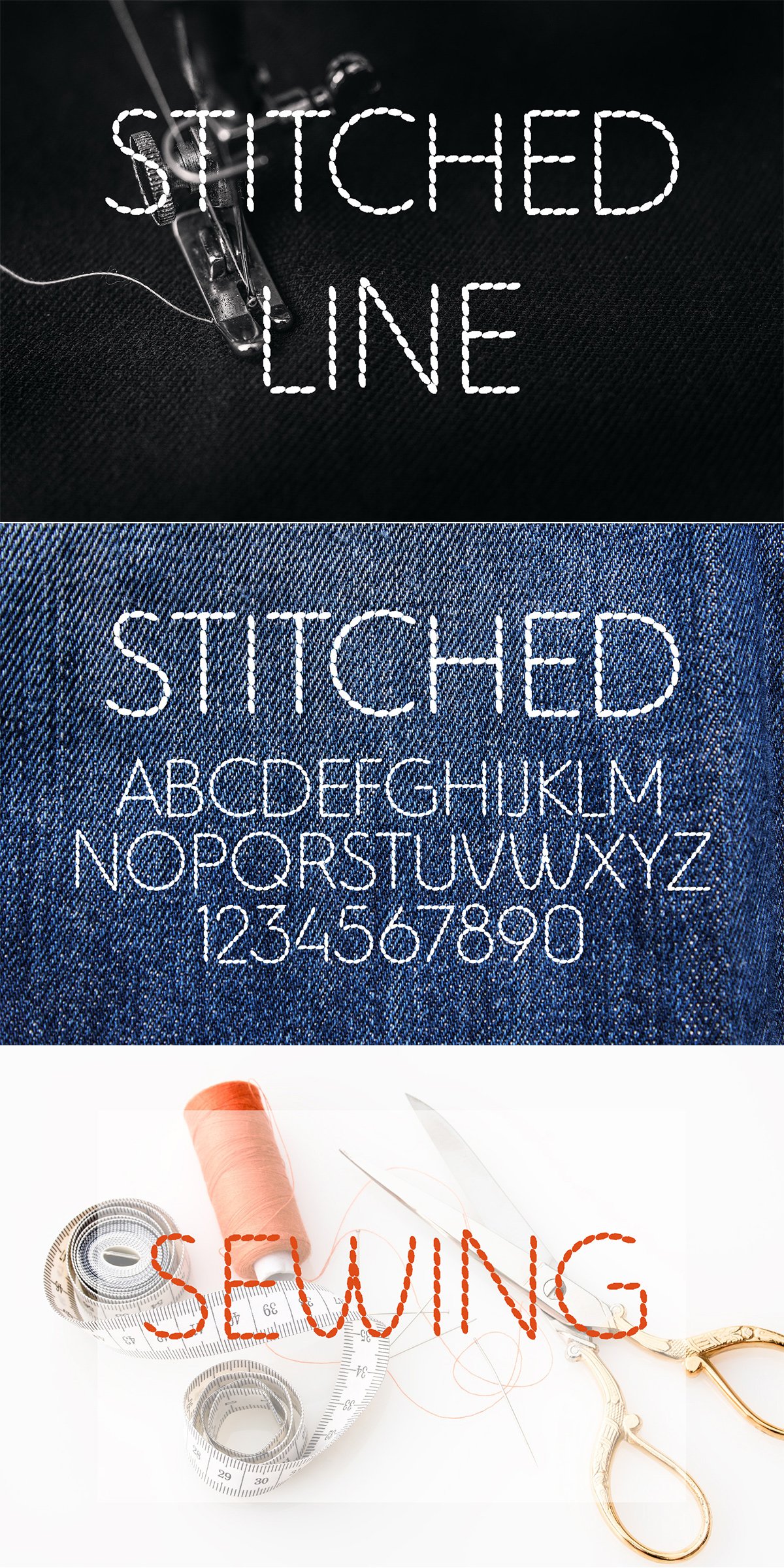 Stitched Line Font