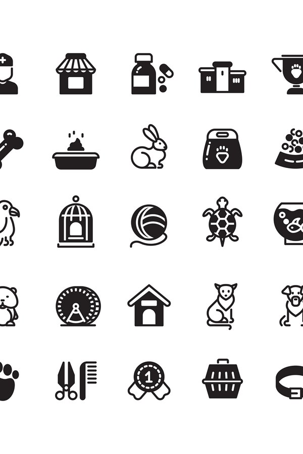 Vector pets black icons