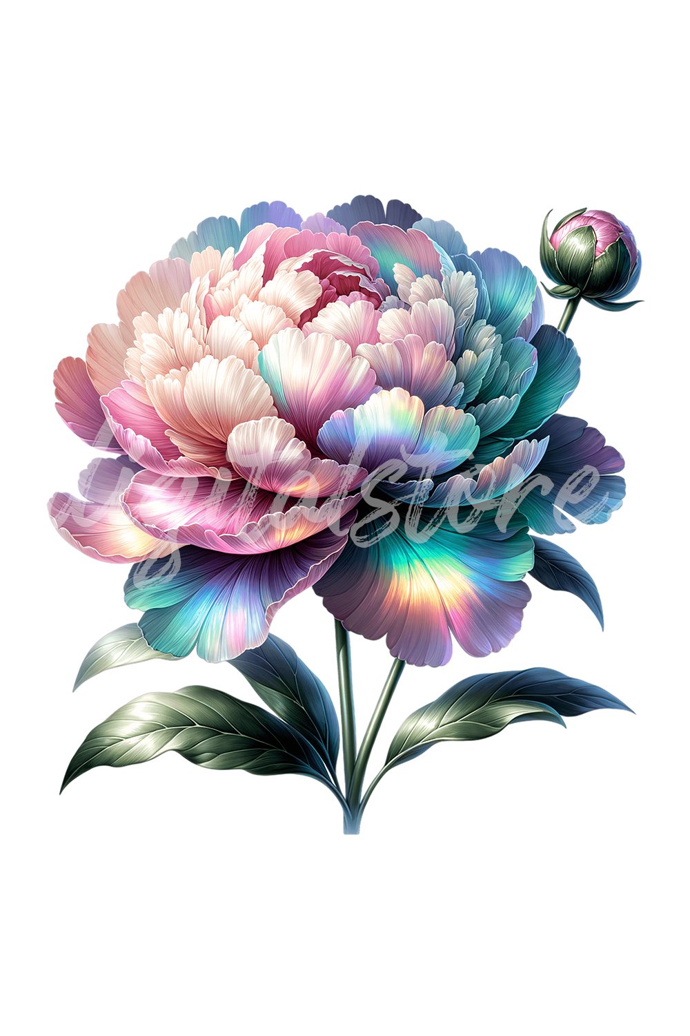 Peony Floral Clipart Sublimation Design (3753827)