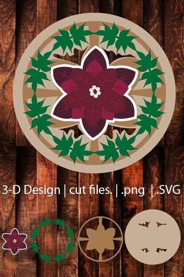 3-D Christmas layered cut files | poinsettia