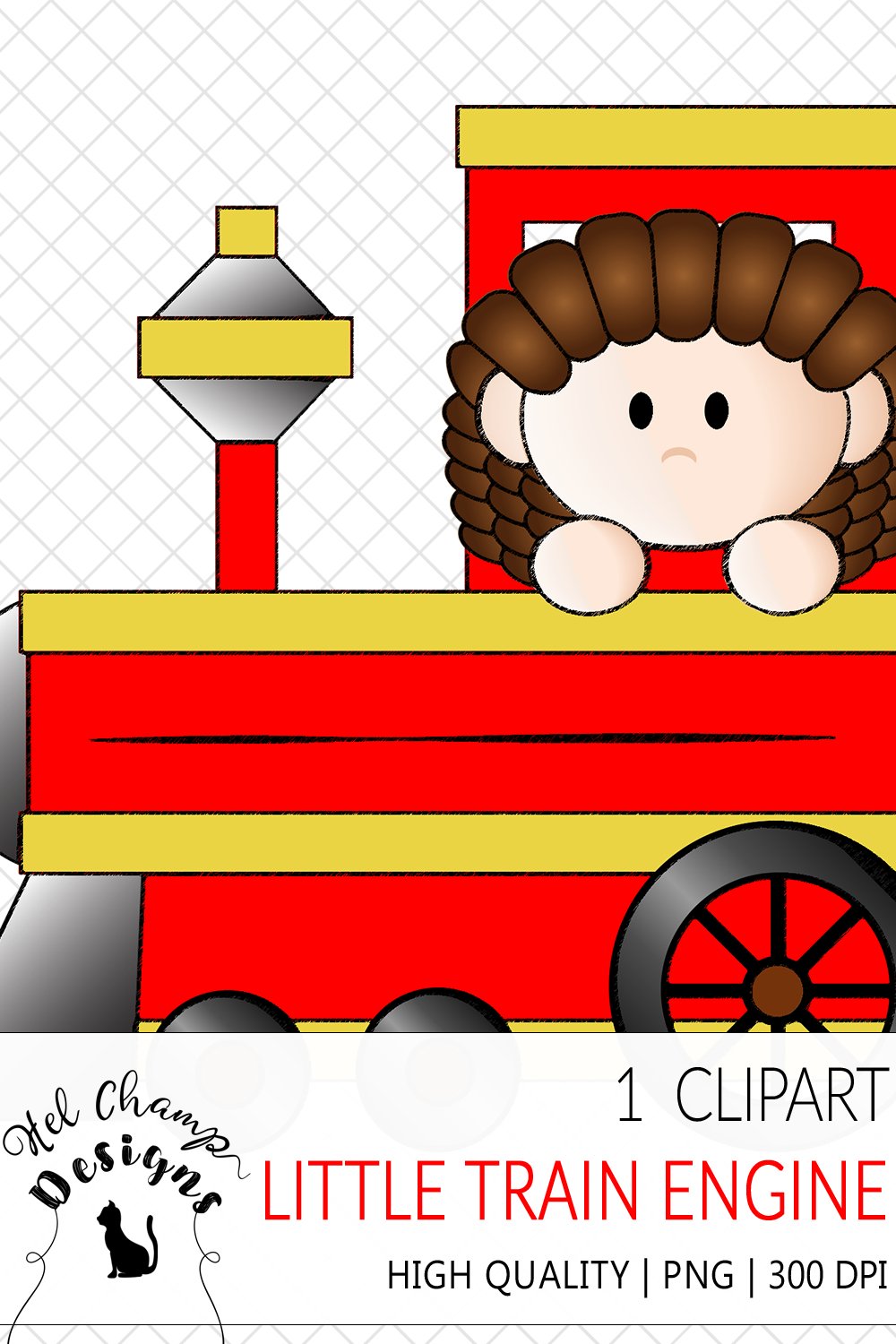 Cute kid into a red train clipart sublimation and sticker