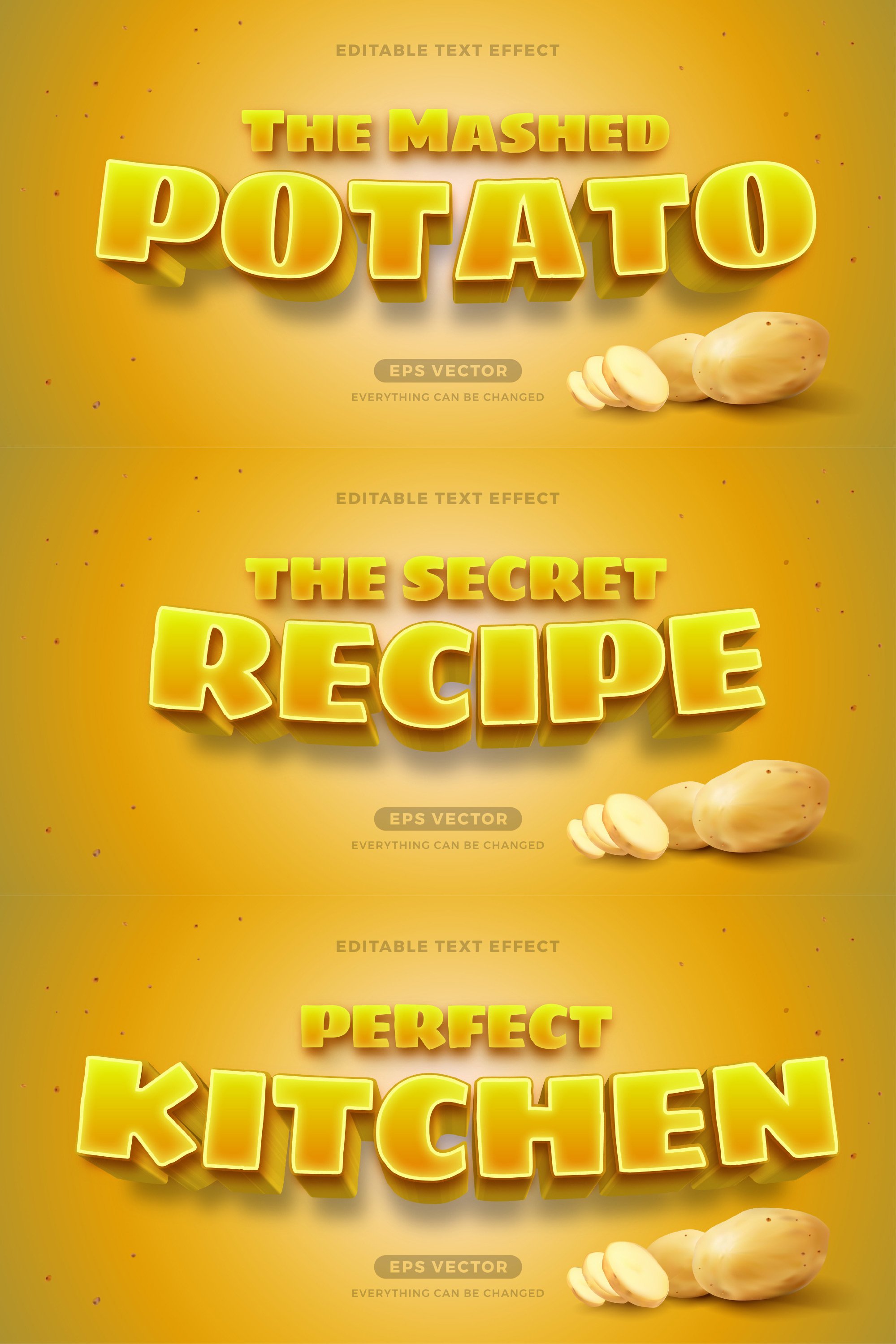 Potato editable text effect style vector