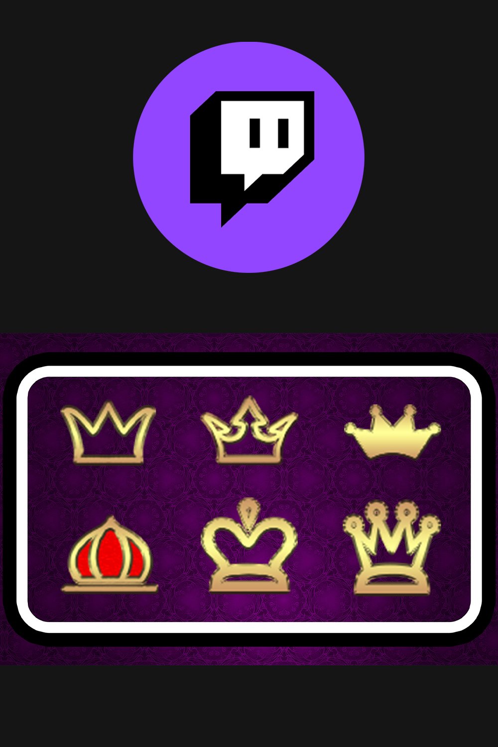 Twitch crown sub and bit badges for streamer