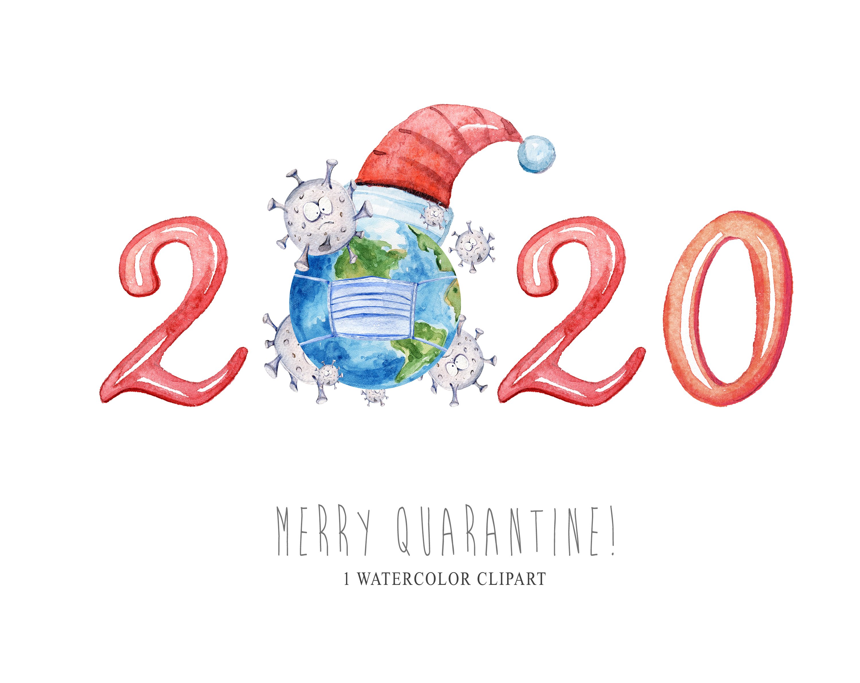 Covid christmas clipart. Virus and numbers 2020