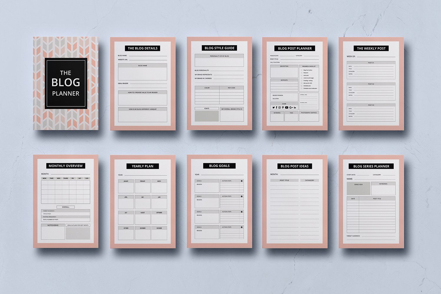 Blog Post Planner Kit, Blogger Planner Worksheet Template