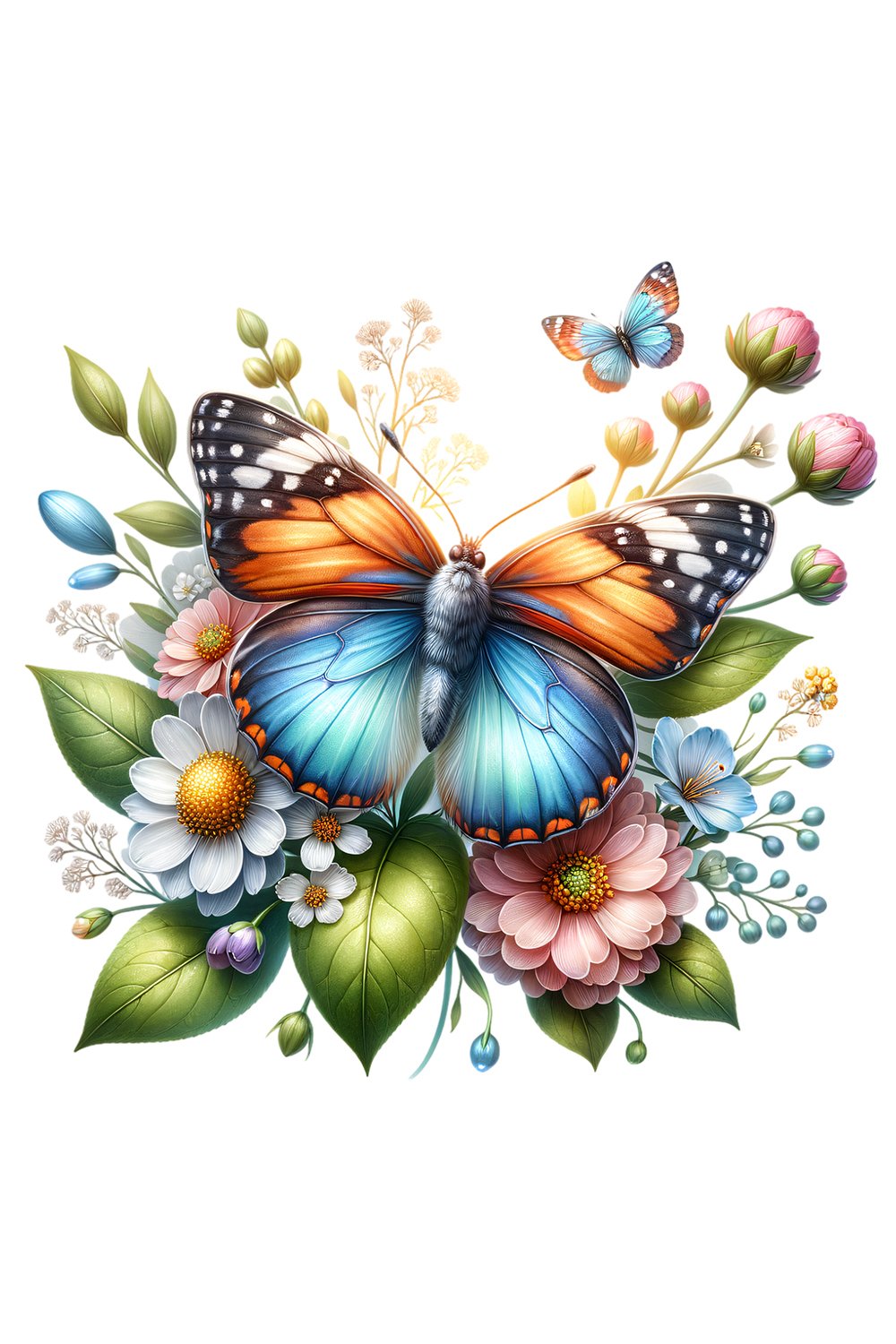 Butterfly with Floral Clipart, Spring Clipart (3518353)