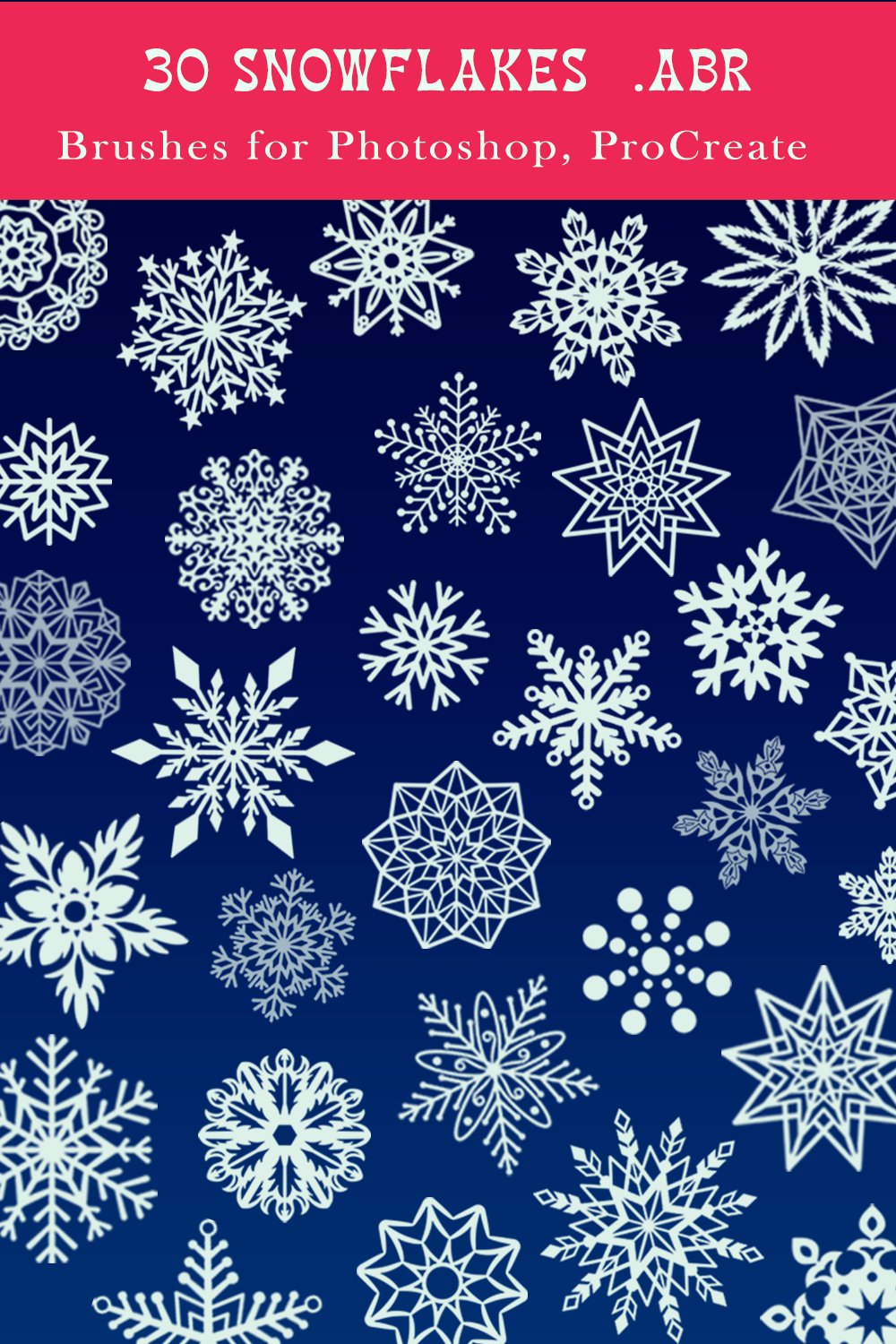 Snowflakes Brushes for Photoshop, ProCreate .ABR