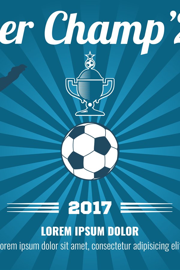 Blue horizontal football, soccer vector poster (850905)