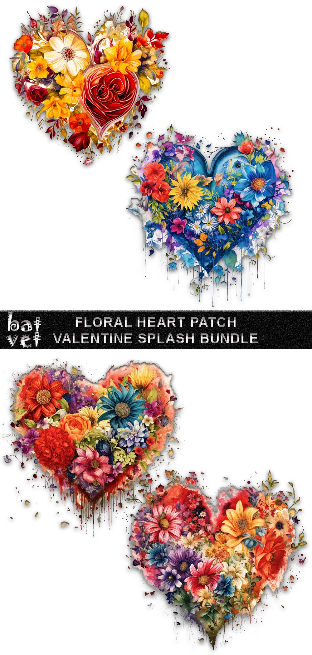Floral Heart TShirt Patch | Valentine Sublimation Background