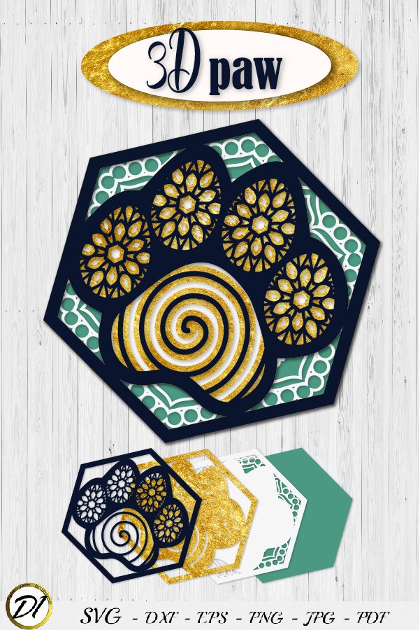 Layered Paw. Dog SVG. Multilayer paw.