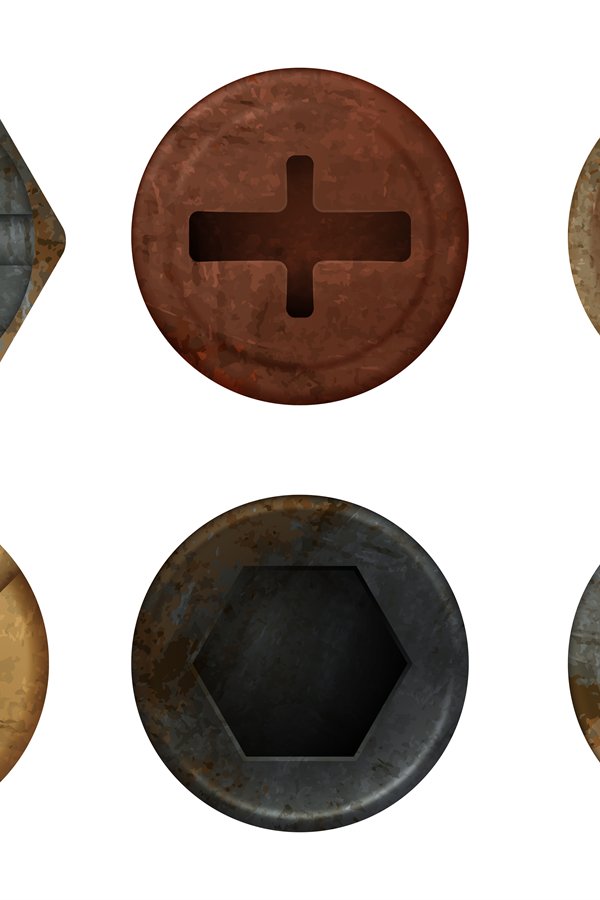 Old rusty bolts screw. Hardware rust metal texture for diffe
