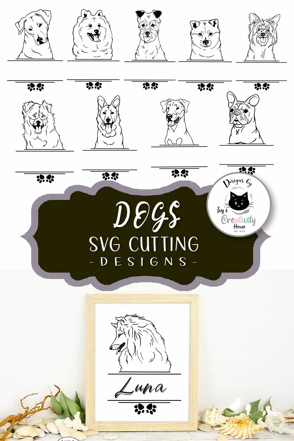 Dog Breeds Monogram SVG Bundle | 10 Dog SVG Cut Files