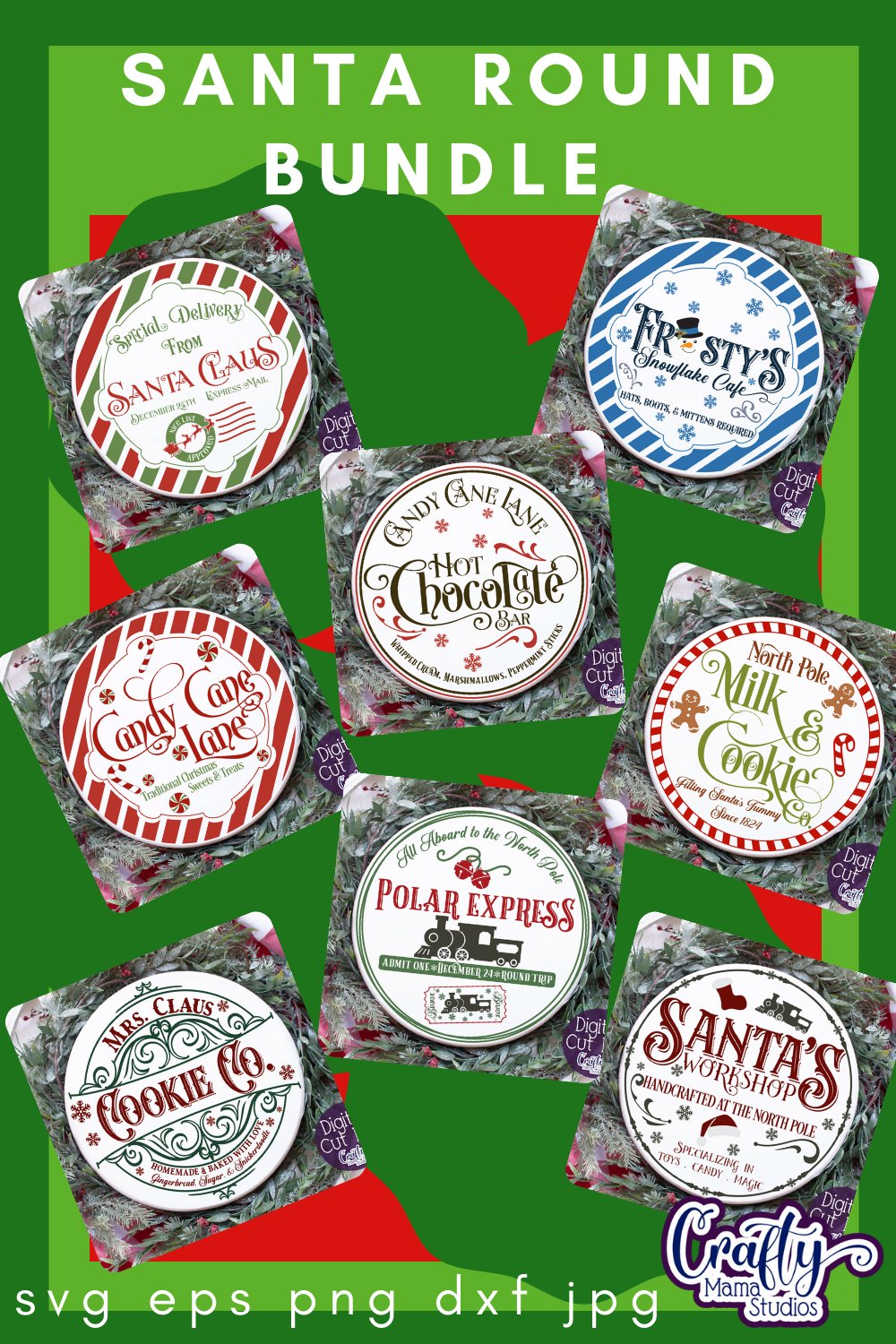 Santa Svg Round Bundle | 20 Christmas Sign Designs