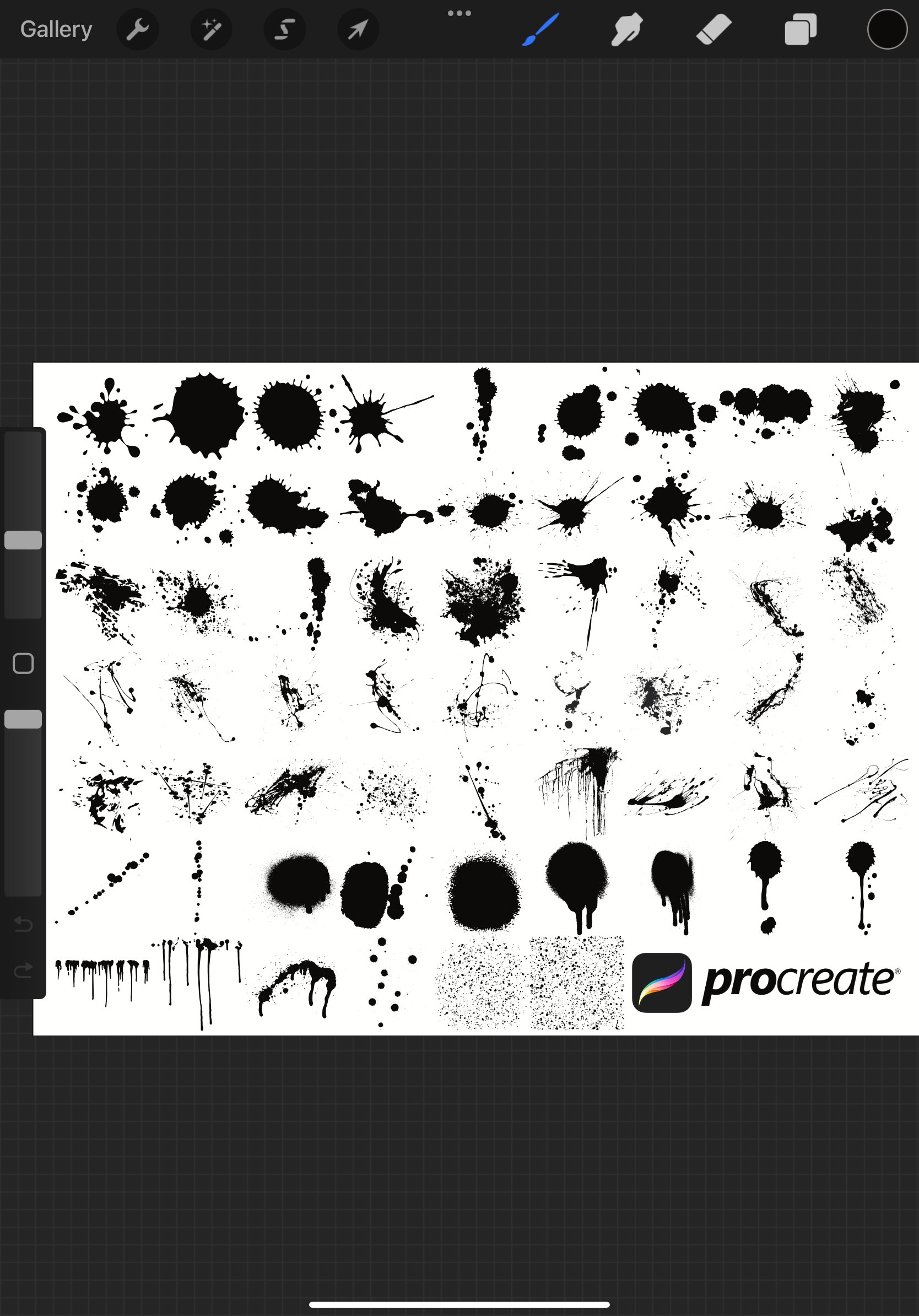 Splash Splatter Mark Set 1 Procreate Brush Stamps, 60 Splash