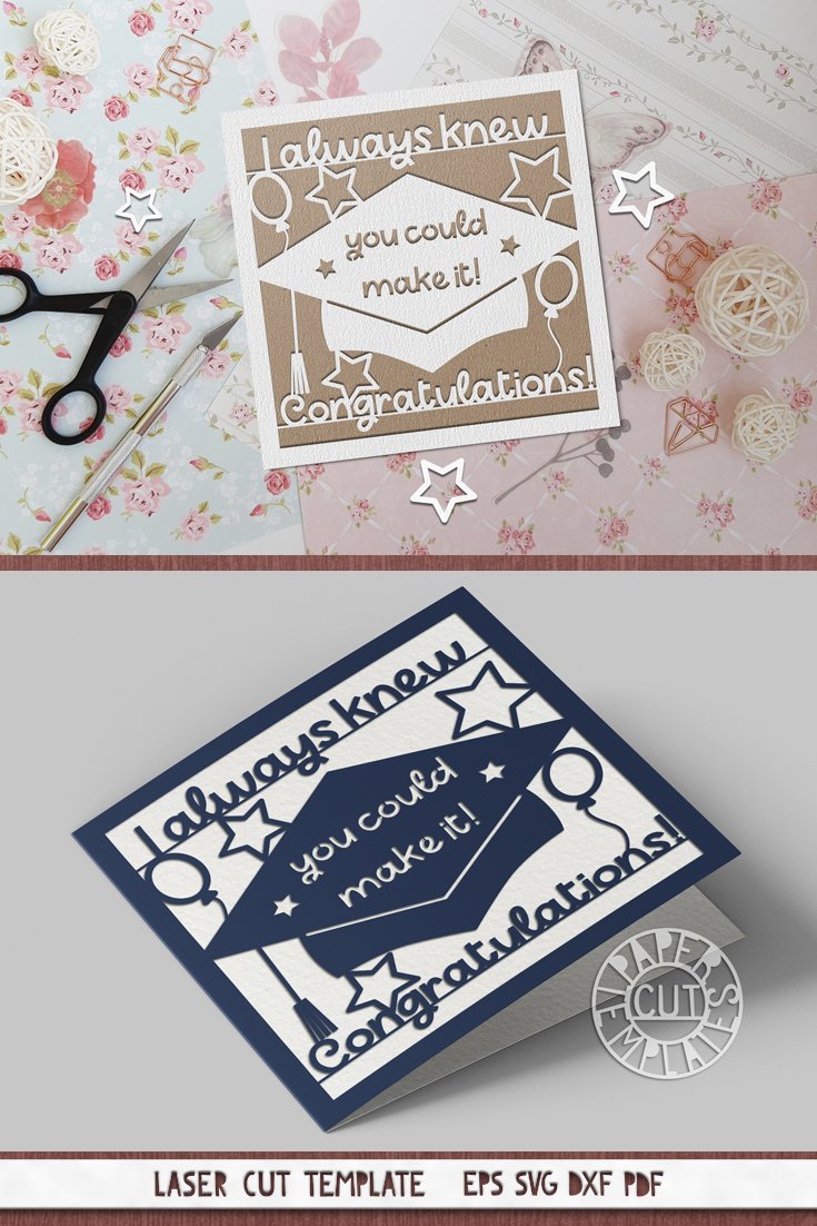 SVG Graduation card for laser cut, Cricut, (1395083)